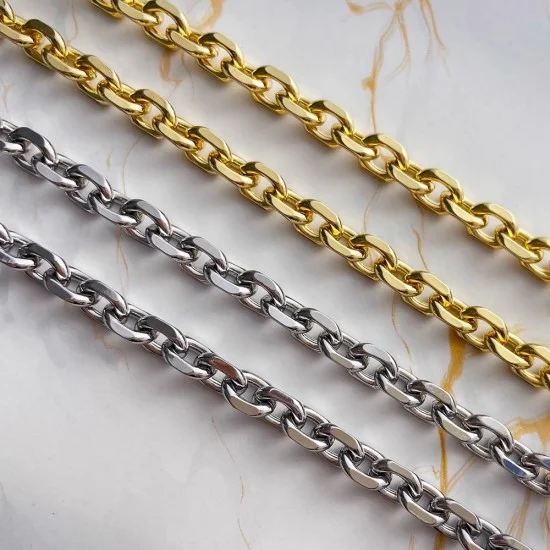 stainless steel, 6mm, flat diamond, bag chain