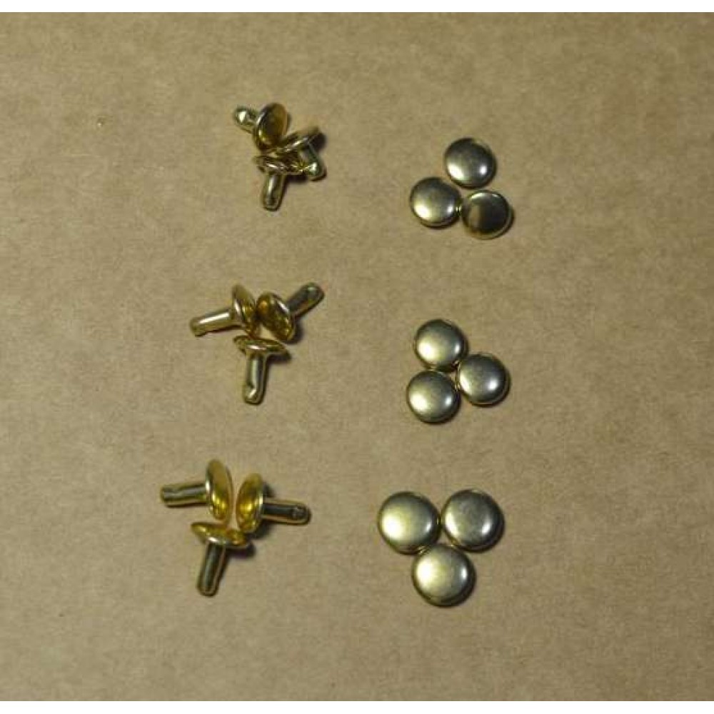Solid Brass Double Cap Rivets 100 per pk