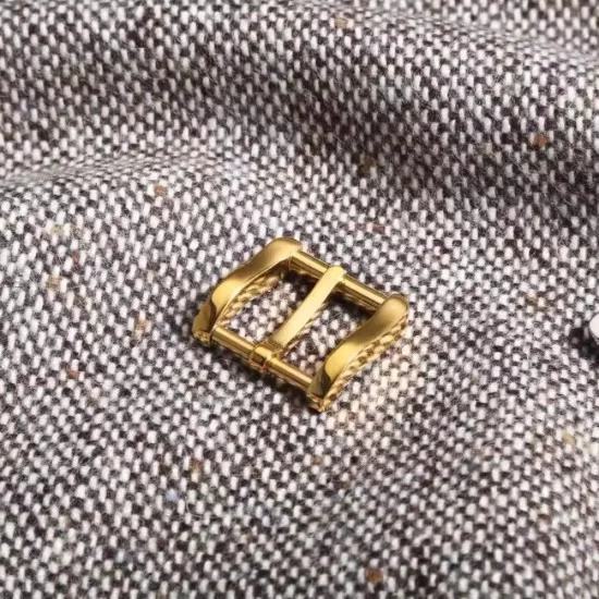 curved, stainless steel, needle buckle