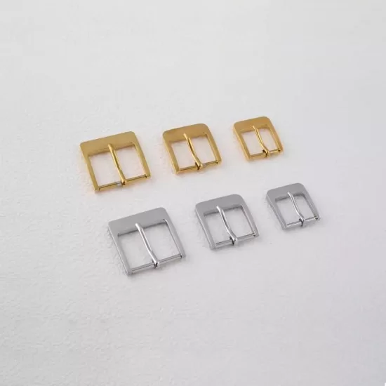 flat, stainless steel, square buckle
