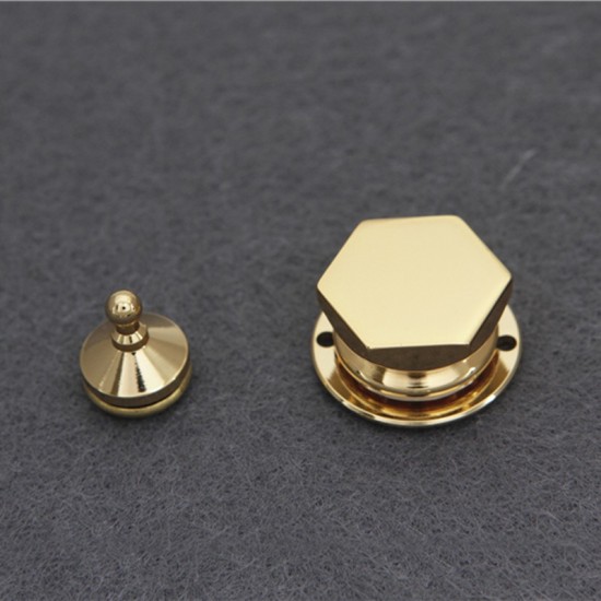 hexagon spring lock, solid brass, 18K gold, hardware