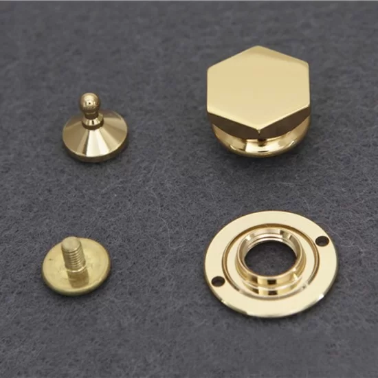 hexagon spring lock, solid brass, 18K gold, hardware