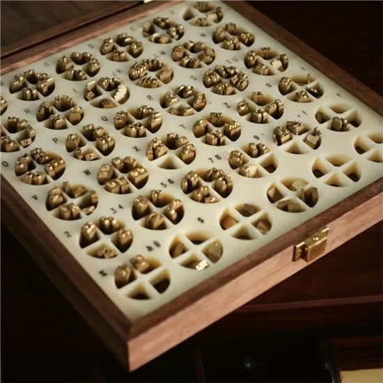 Brass, stamp, alphabet, case