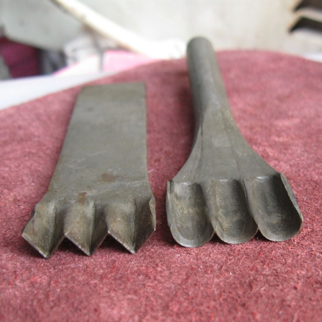 Weave punch, leather lace punch, Scalloped punch