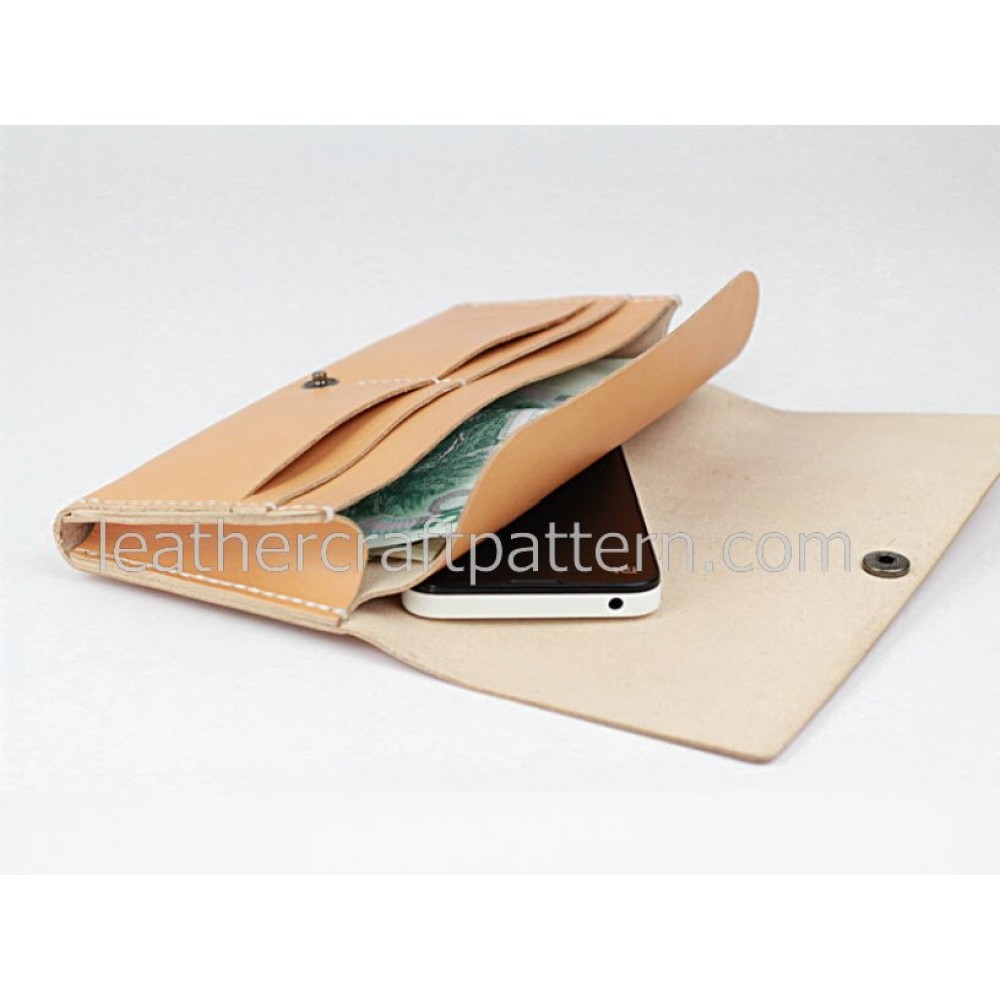 Leather wallet pattern, long wallet pattern, PDF download, leather art ...
