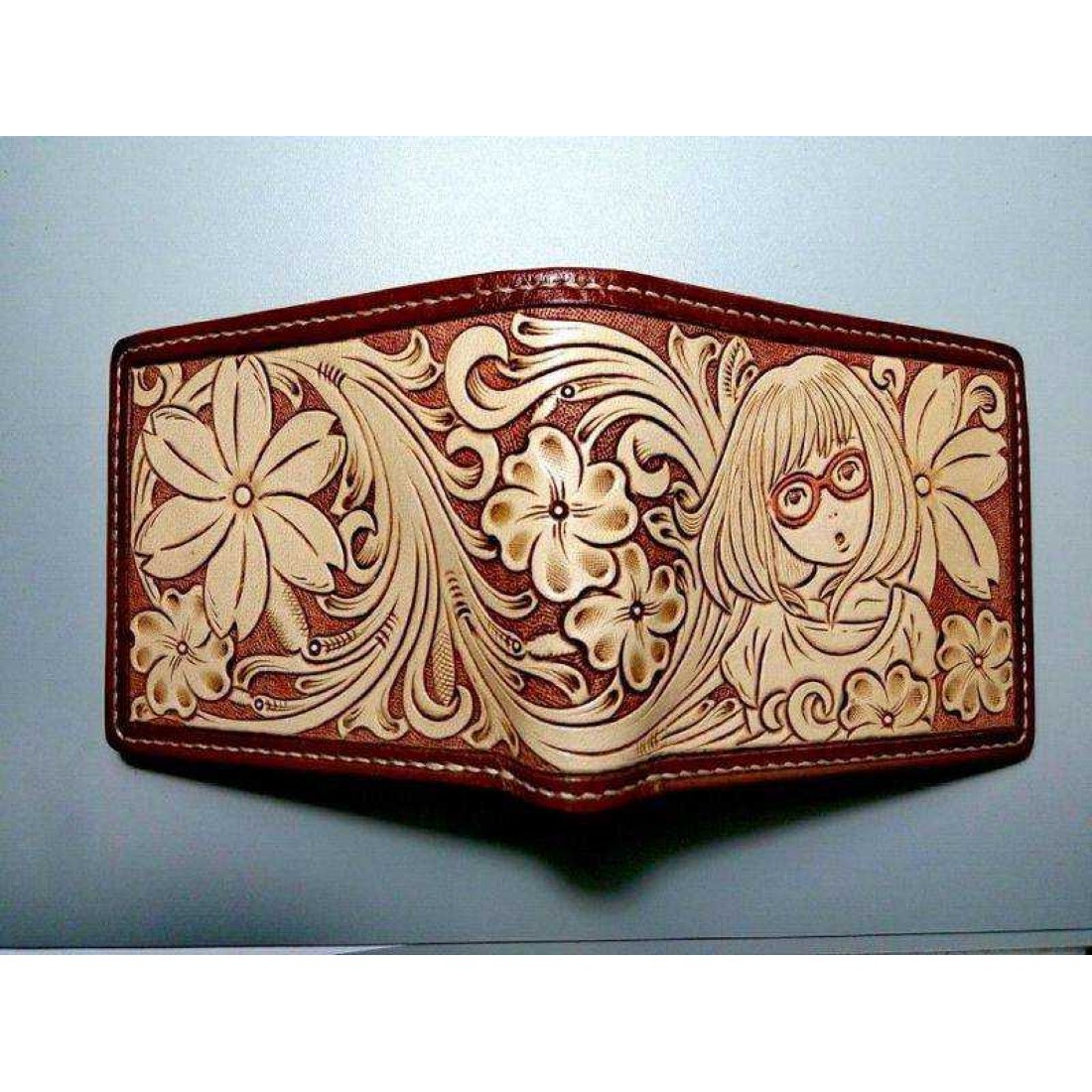 Sheridan with girl short wallet tooling pattern, leathercraft pattern ...