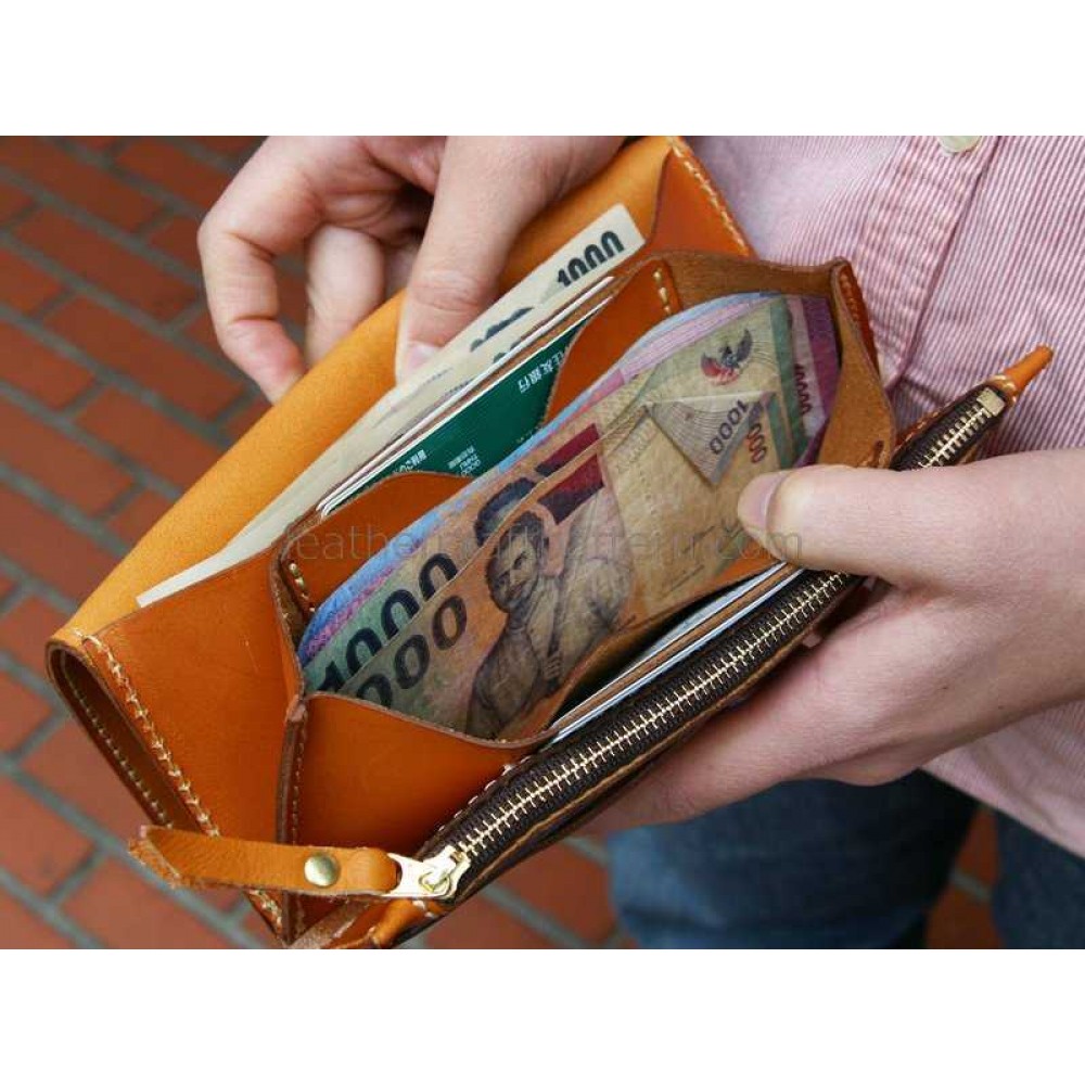 leather wallet pattern, long wallet pattern, billfold pattern, leather ...